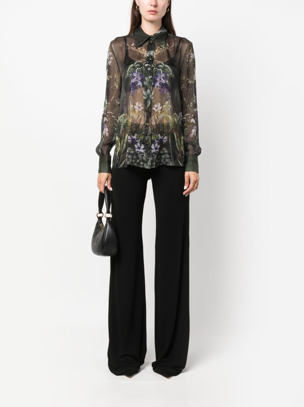 ALBERTA FERRETTI Alberta Ferretti Floral-Print Silk Shirt