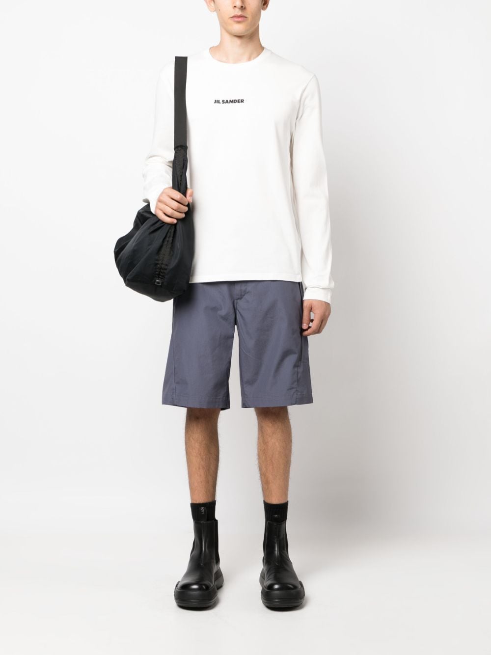 JIL SANDER logo-print long-sleeves cotton t-shirt