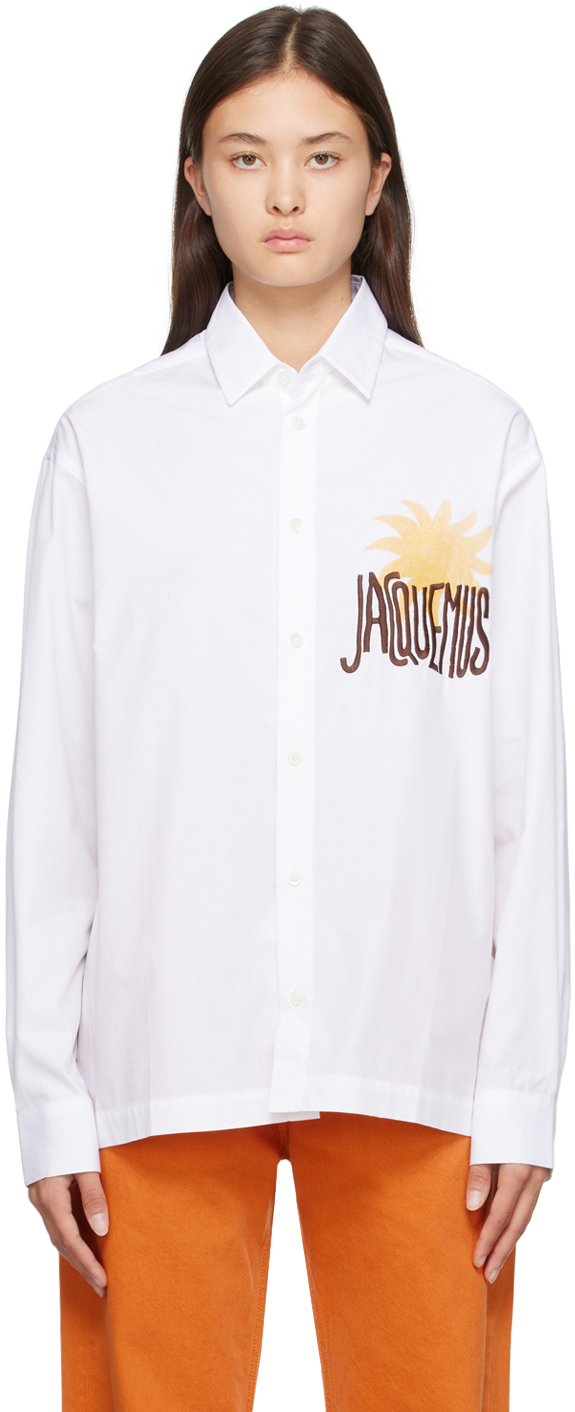 Jacquemus White Le Raphia 'La Chemise Baou' Shirt In 1av Print
