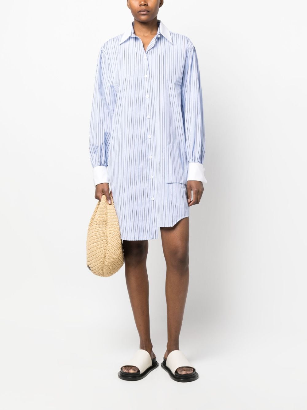 MOSCHINO Moschino Striped Asymmetric Shirt Dress