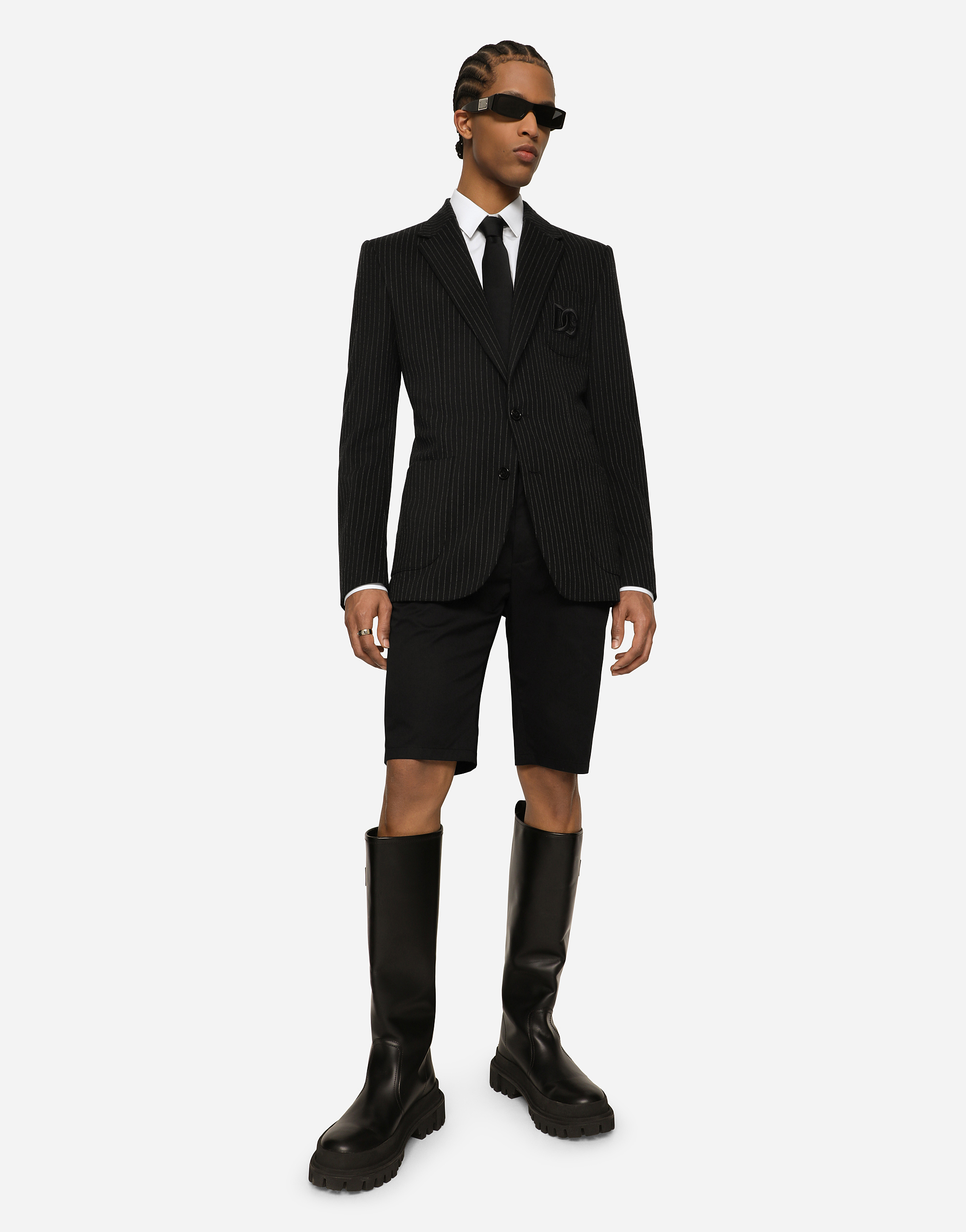 DOLCE & GABBANA Stretch Cotton Tailored Shorts with DG Patch