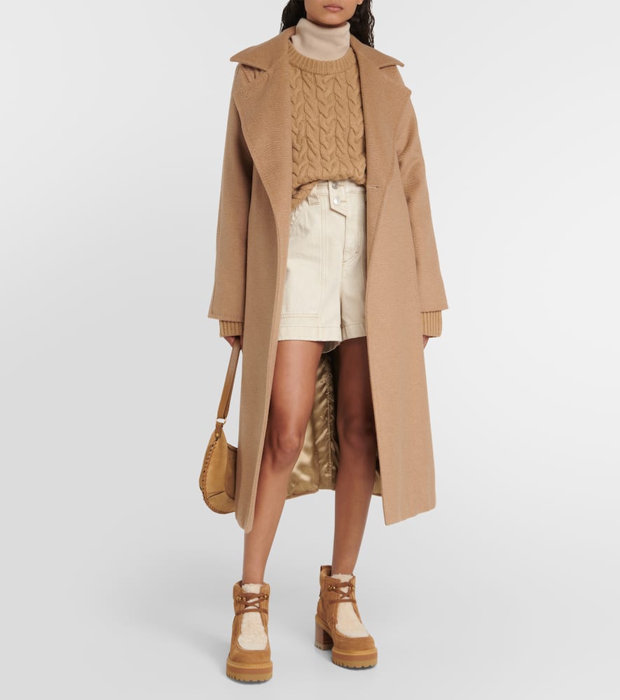 SEE BY CHLOÉ See By Chloé Shearling-Trimmed Suede Ankle Boots