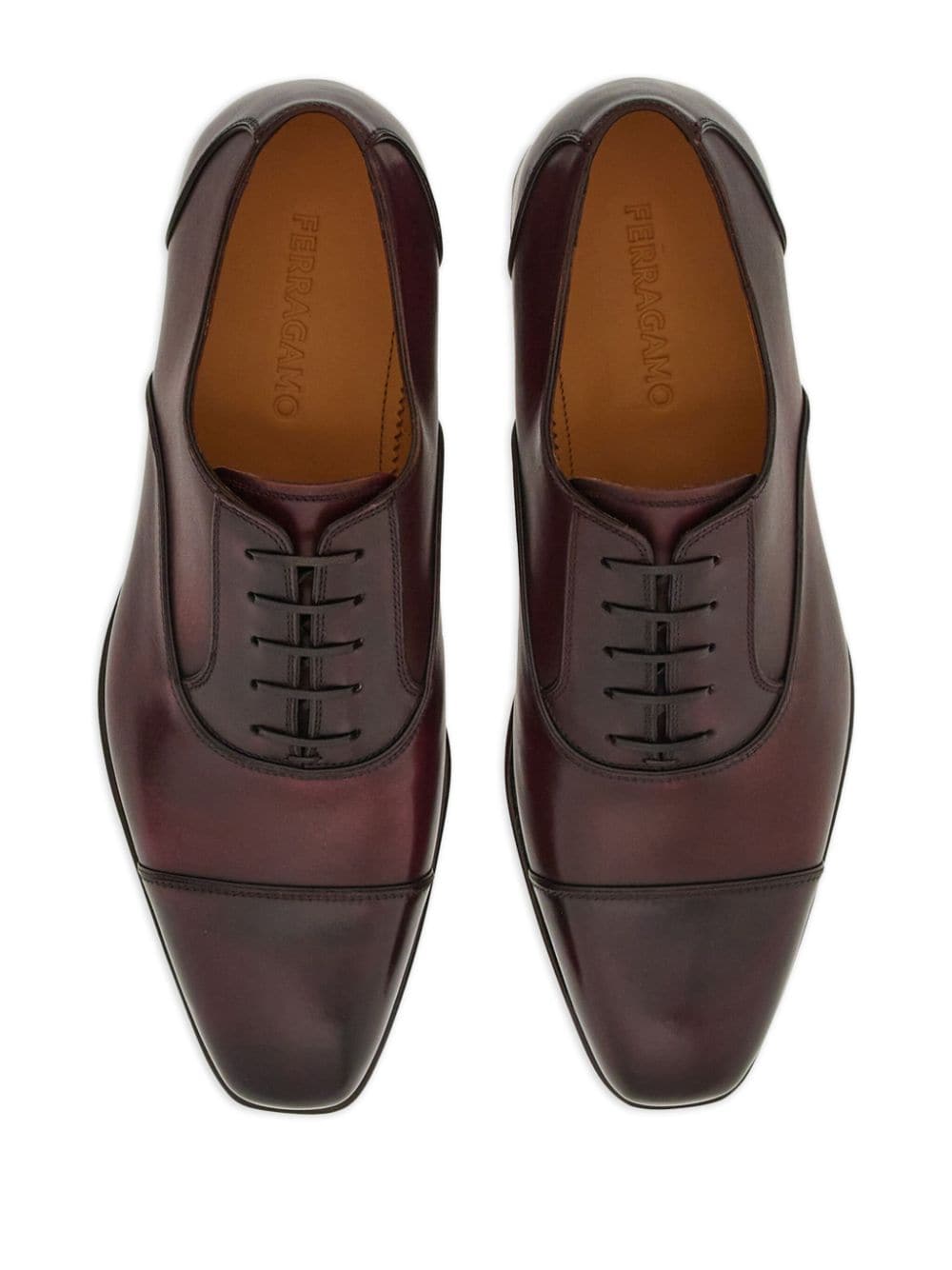 FERRAGAMO Square-toe Leather Oxford Shoes - Red | Editorialist display picture 1