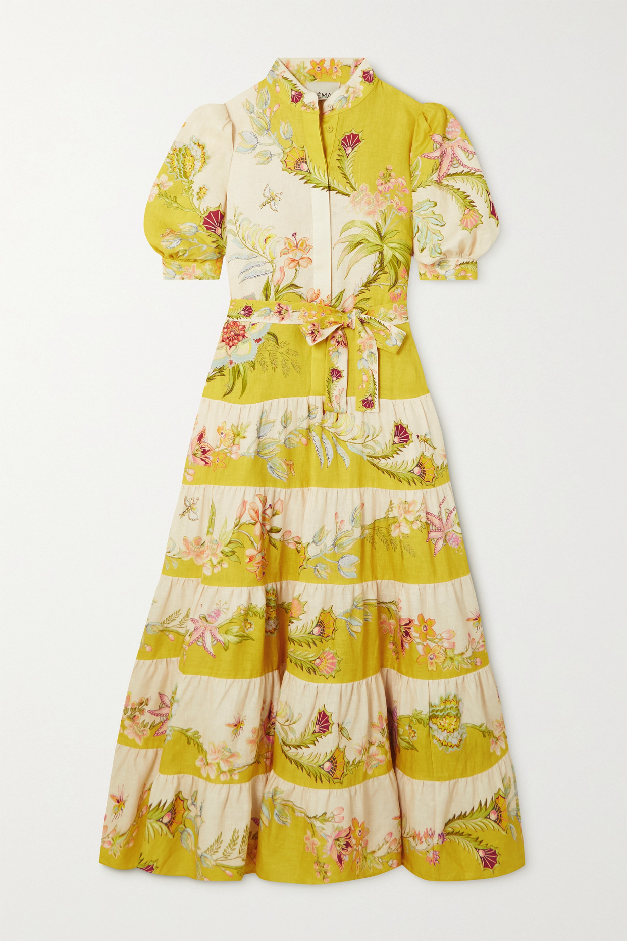 alemais ira tiered midi dress Alemais Ira Tiered Midi Dress Lemon/Cream Size AU 10