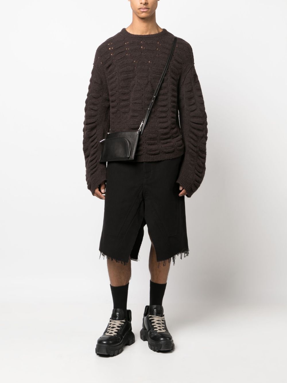 RICK OWENS Rick Owens Distressed-Hem Denim Bermuda Shorts