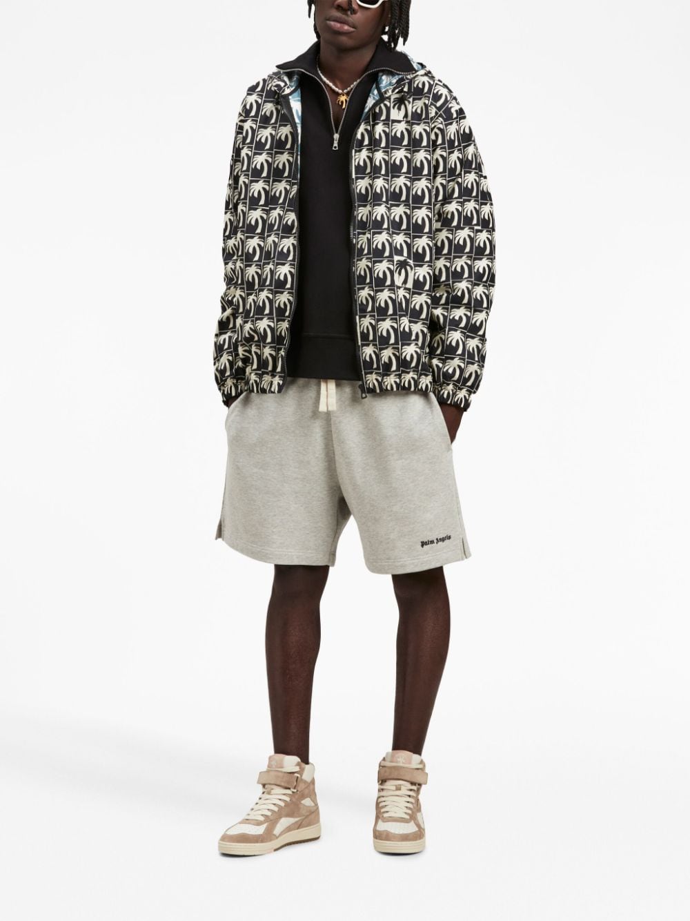 PALM ANGELS Palm Angels Palm Tree Print Hooded Jacket