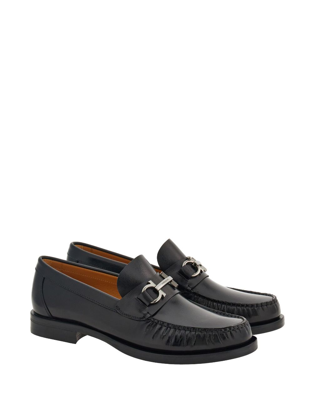 Buy FERRAGAMO Gancini Leather Loafers - Black At 36% Off