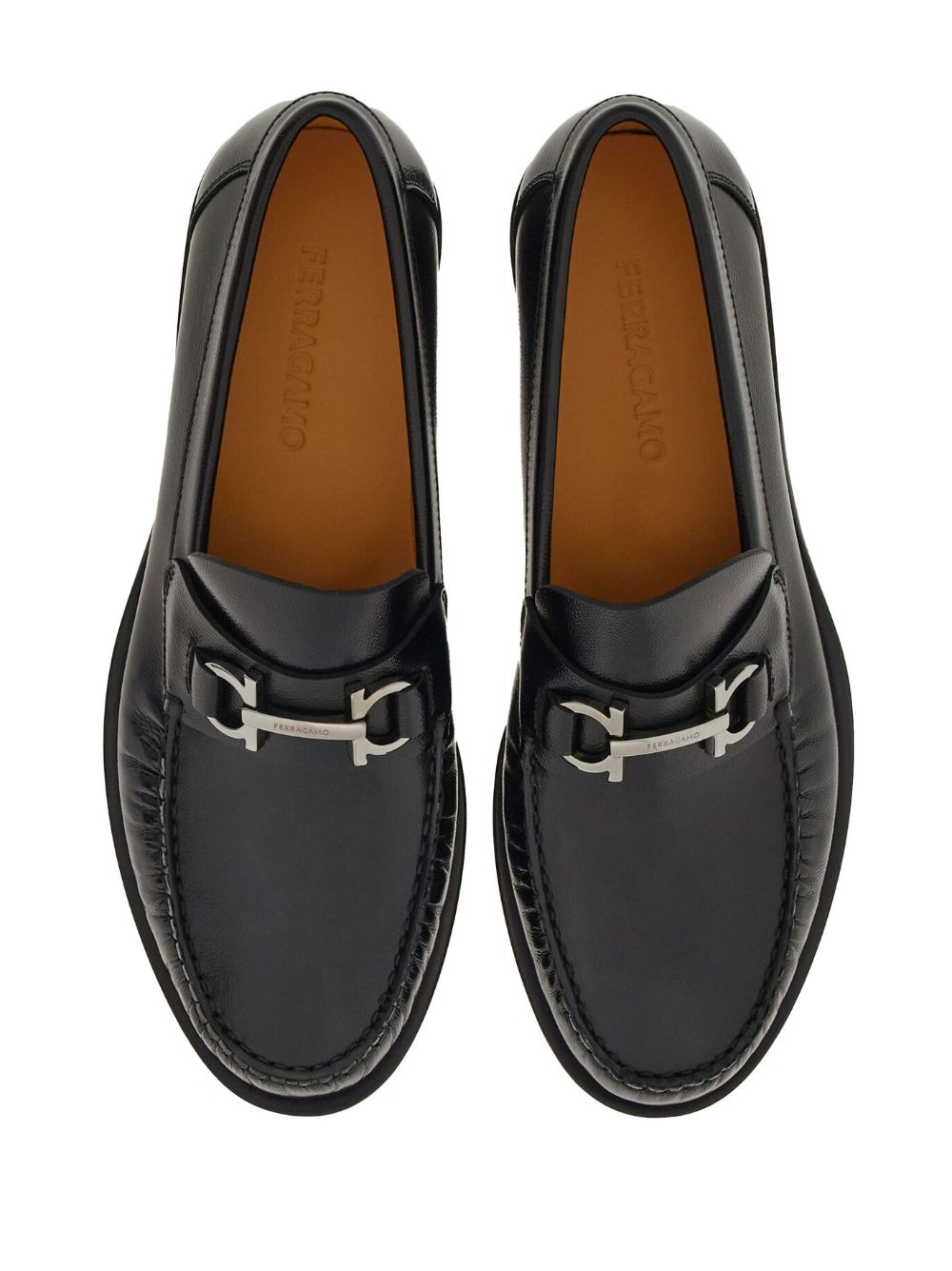 Buy FERRAGAMO Gancini Leather Loafers - Black At 36% Off