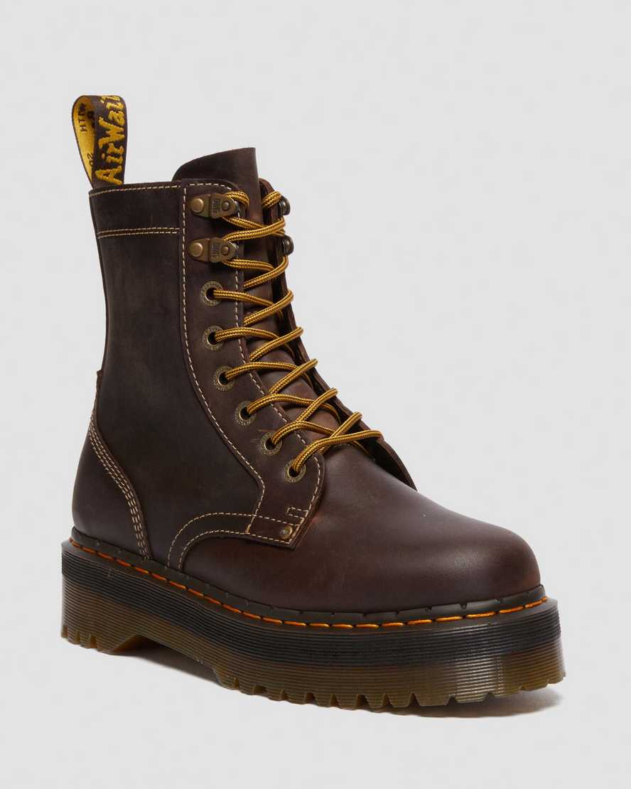 Dr. Martens Jadon Crazy Horse Platform Boots - Brown  display picture 1