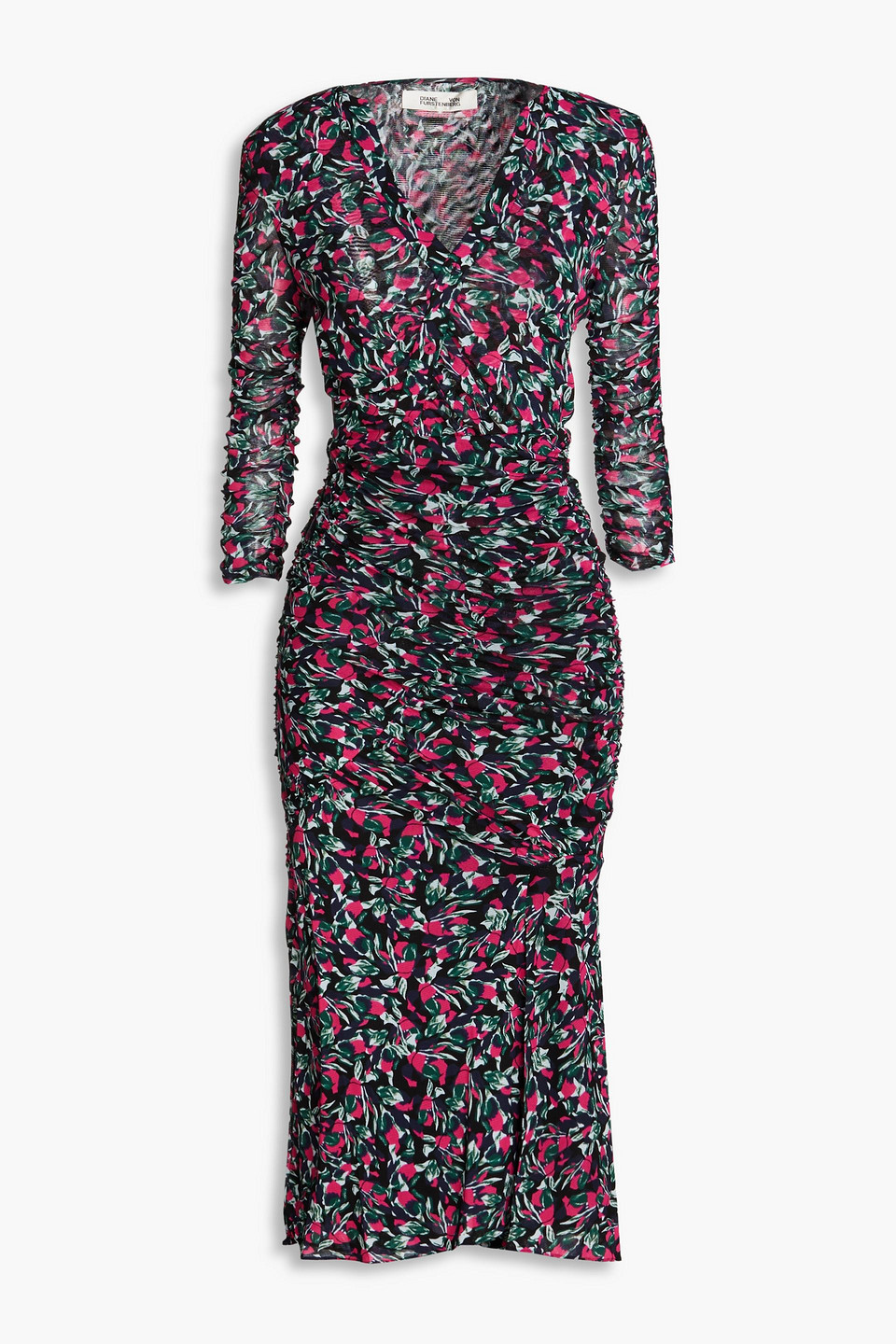 dvf briella ruched mesh dress Diane von Furstenberg Women's XS Briella Ruched Mesh Dress, Black