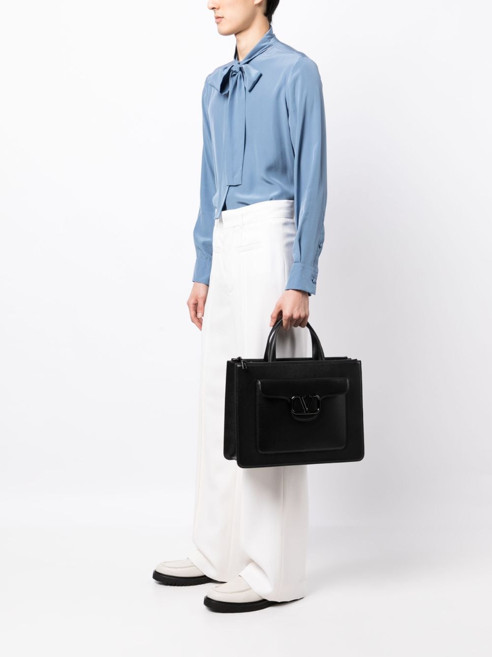 VALENTINO Valentino Garavani VLogo Leather Briefcase
