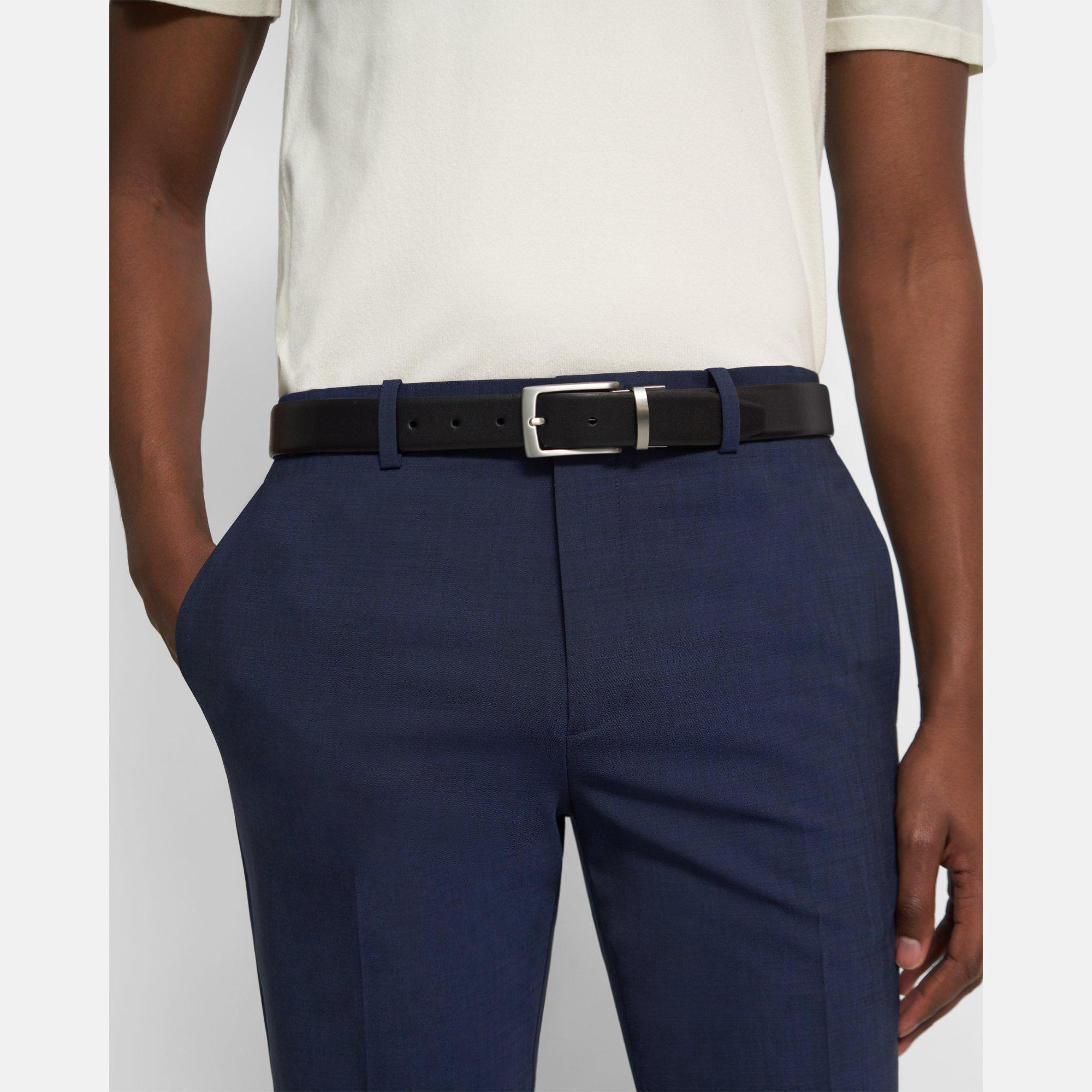 Theory reversible belt ブラック、ネイビー34 Theory Reversible Leather Belt - Black | Editorialist