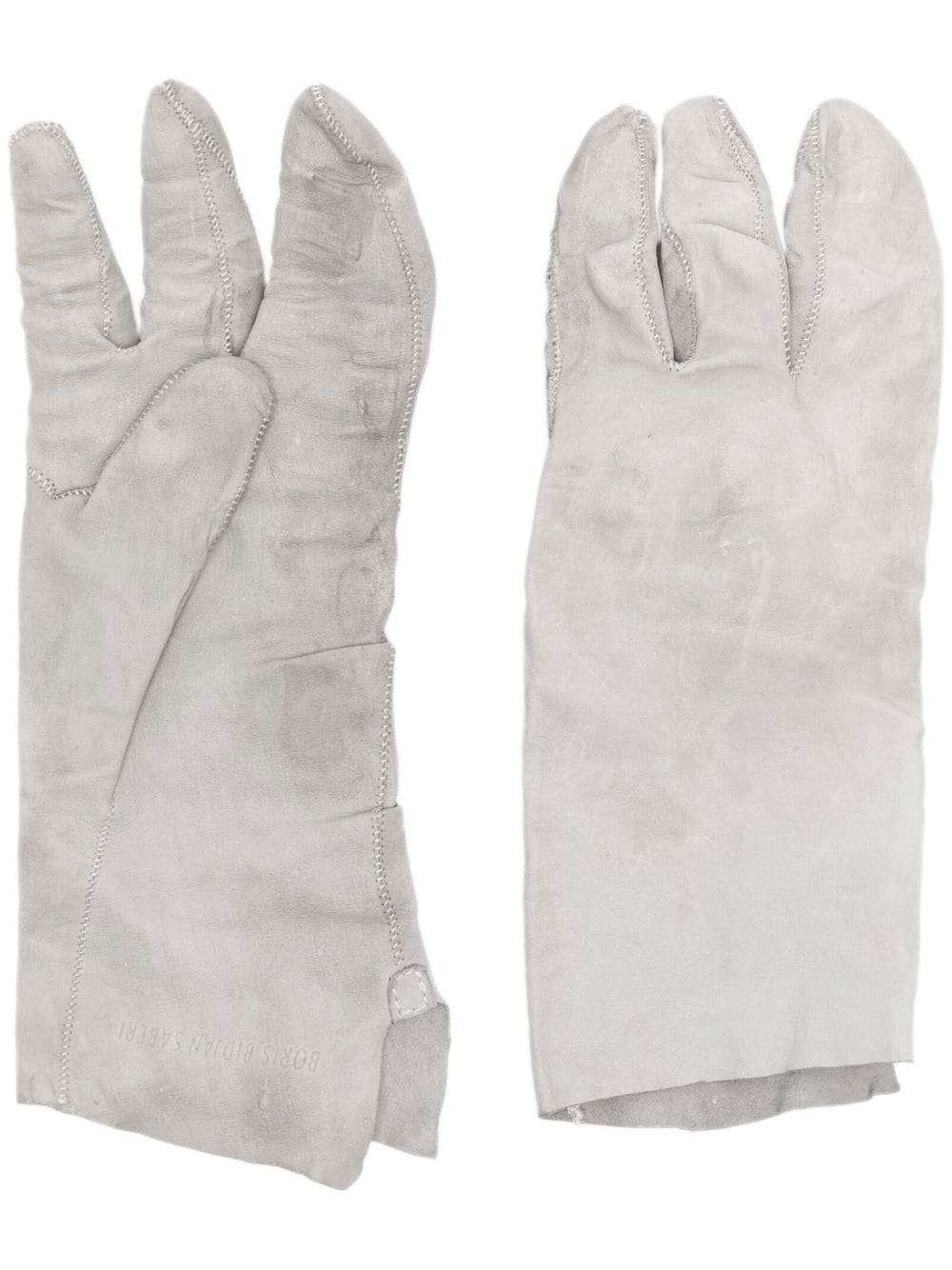 Boris Bidjan Saberi Four-Finger Leather Gloves In Grey - 25% Off
