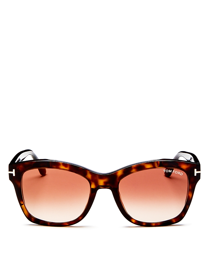 Tom Ford Lauren Square Sunglasses, 52mm - Dark Havana/Brown  display picture 1