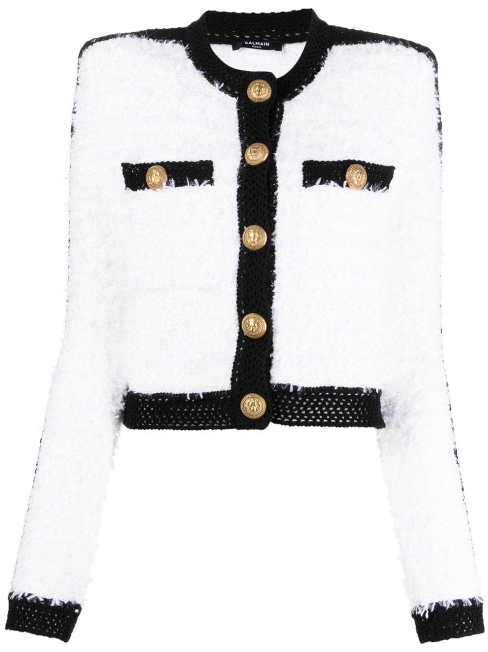 Polka-Dot Tweed Cropped Jacket
