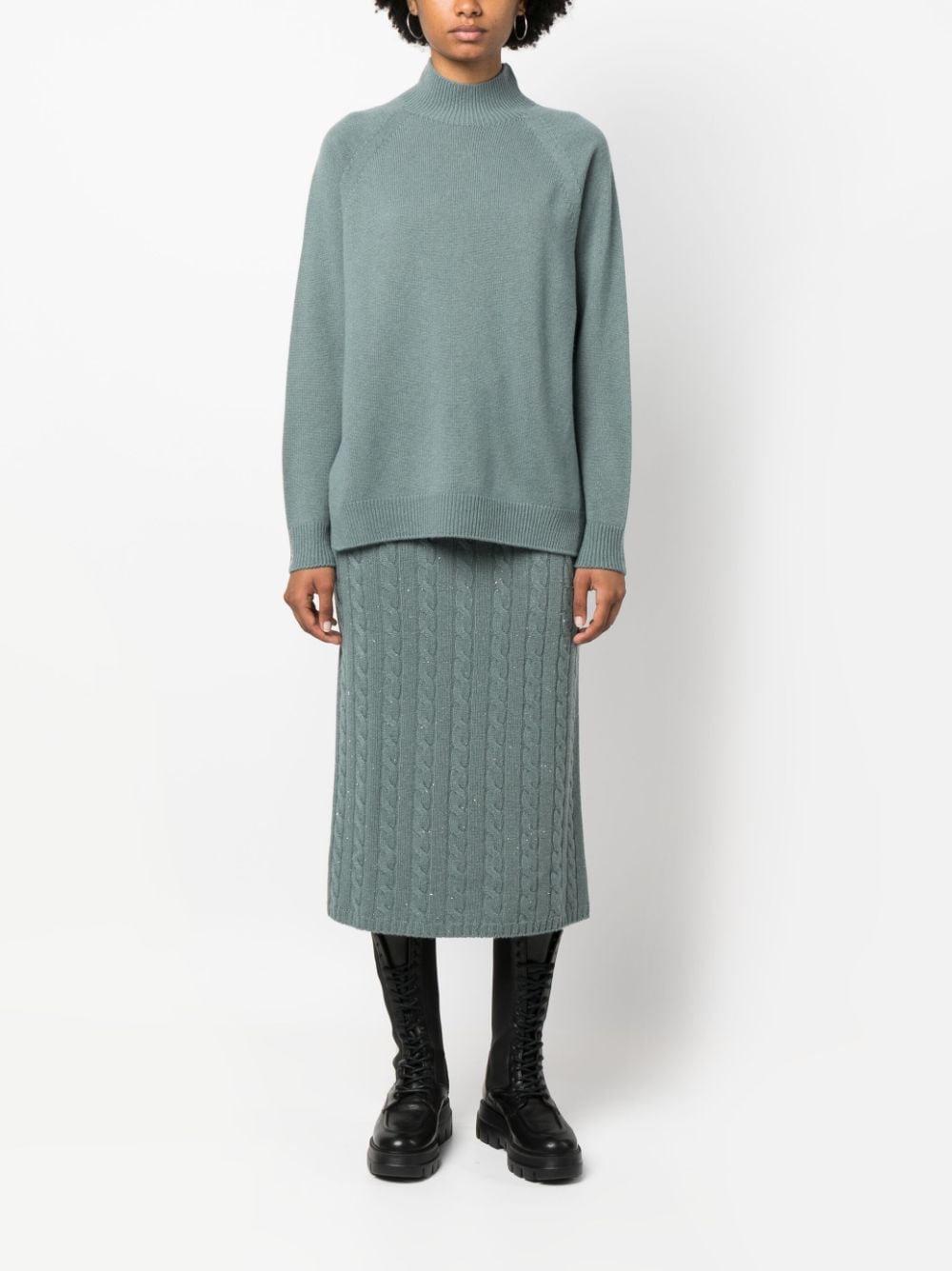 PESERICO Cable-Knit Midi Skirt