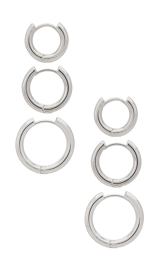 Shashi Triples Hoop Set - Silver | Editorialist