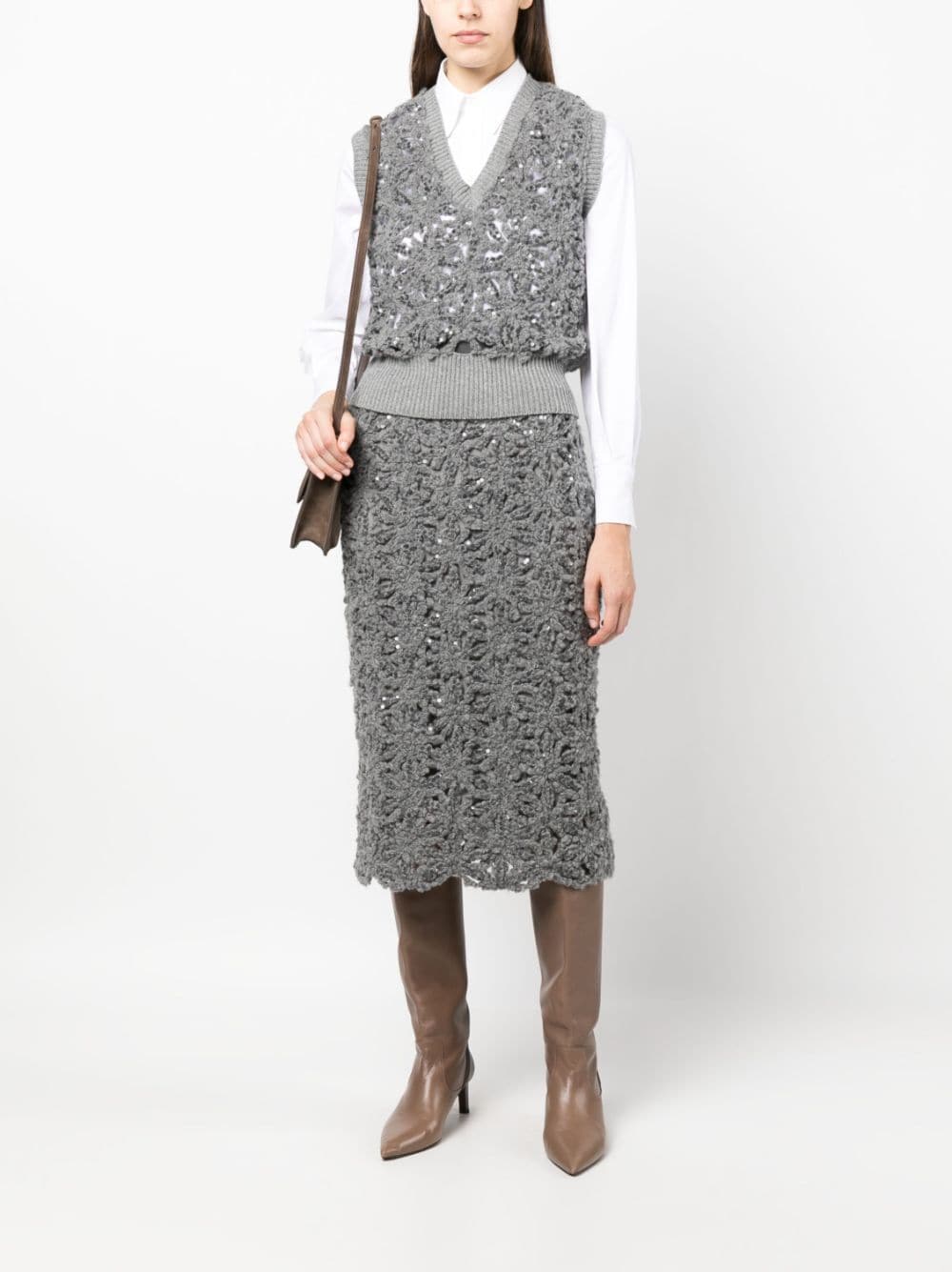 BRUNELLO CUCINELLI Sequin-Embellished Midi Skirt