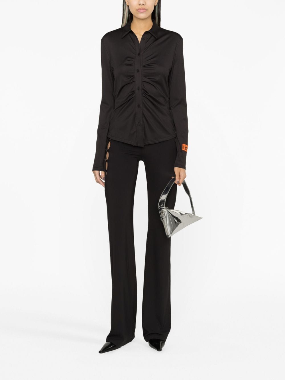 HERON PRESTON Heron Preston Lace-Up Ruched Shirt
