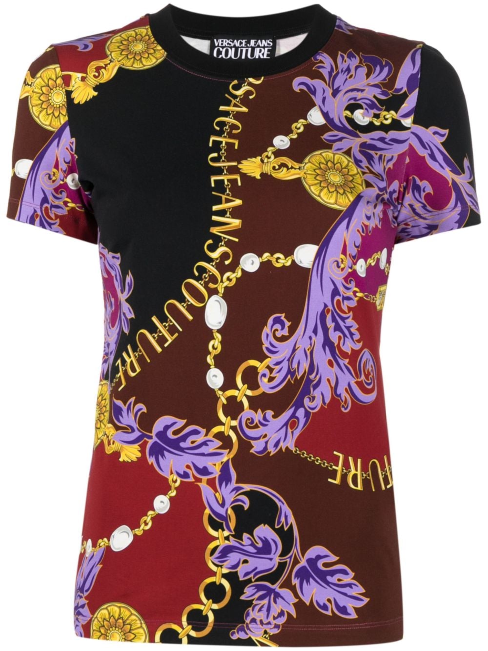 VERSACE Versace Jeans Couture baroque-print cotton T-shirt