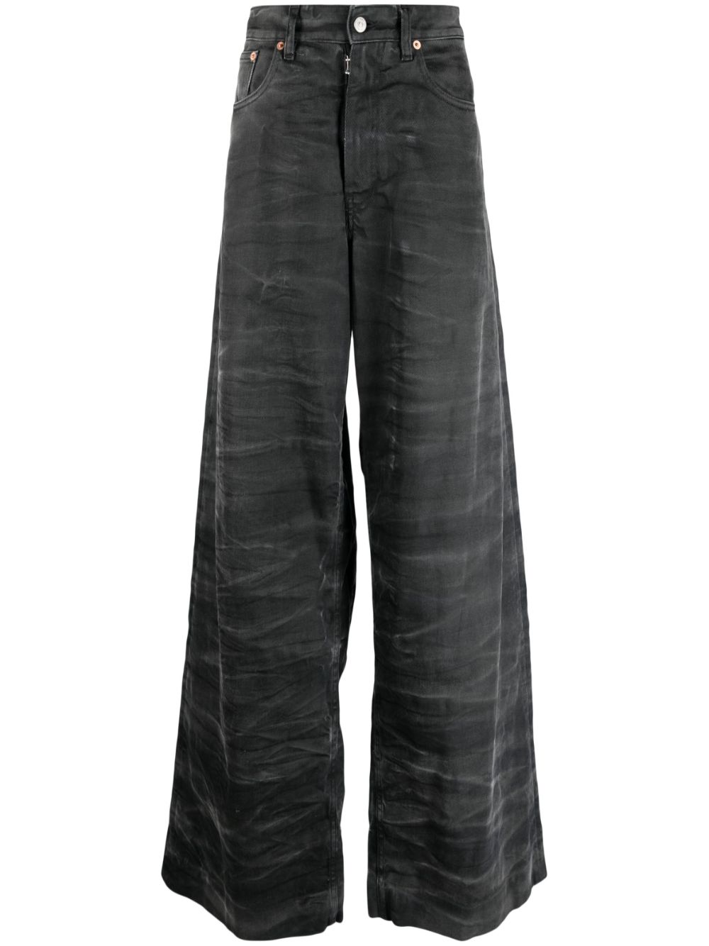 Maison Margiela Crease Wide-Leg Jeans - Black | Editorialist