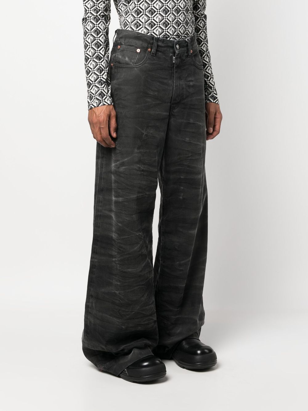 Maison Margiela Crease Wide-Leg Jeans In Black - 30% Off