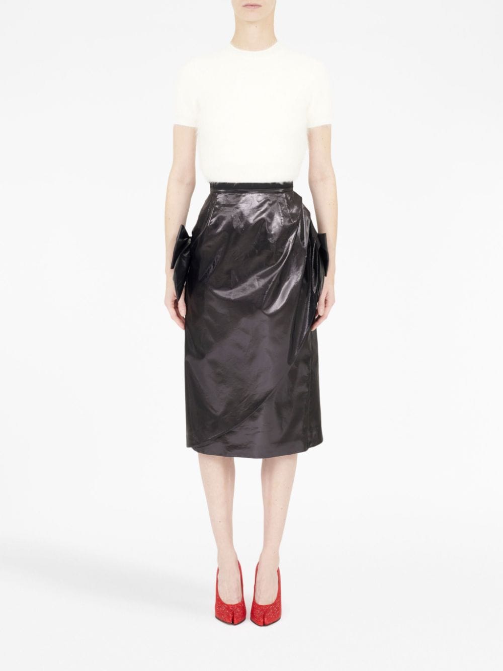 MAISON MARGIELA Maison Margiela Bow-Detail Asymmetric Midi Skirt