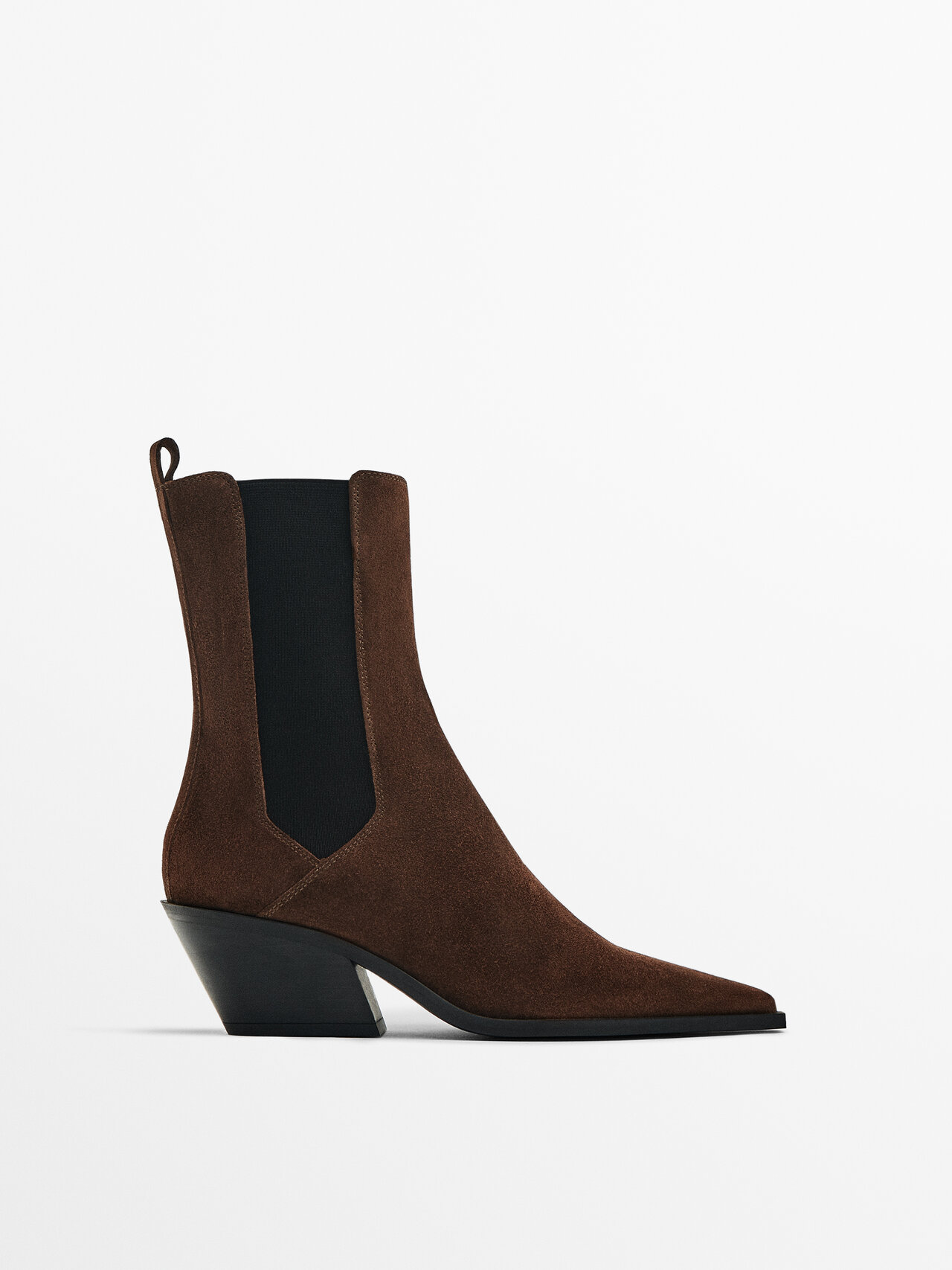 Massimo Dutti Split Suede Cowboy Ankle Boots In Brown - 40  display picture 1