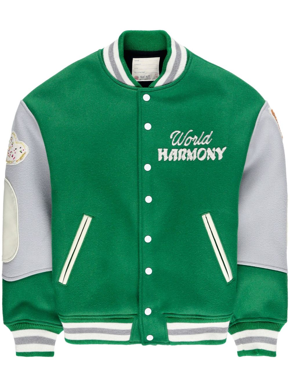 SAINT MXXXXXX SAINT MXXXXXX Varsity Graphic-Print Bomber Jacket