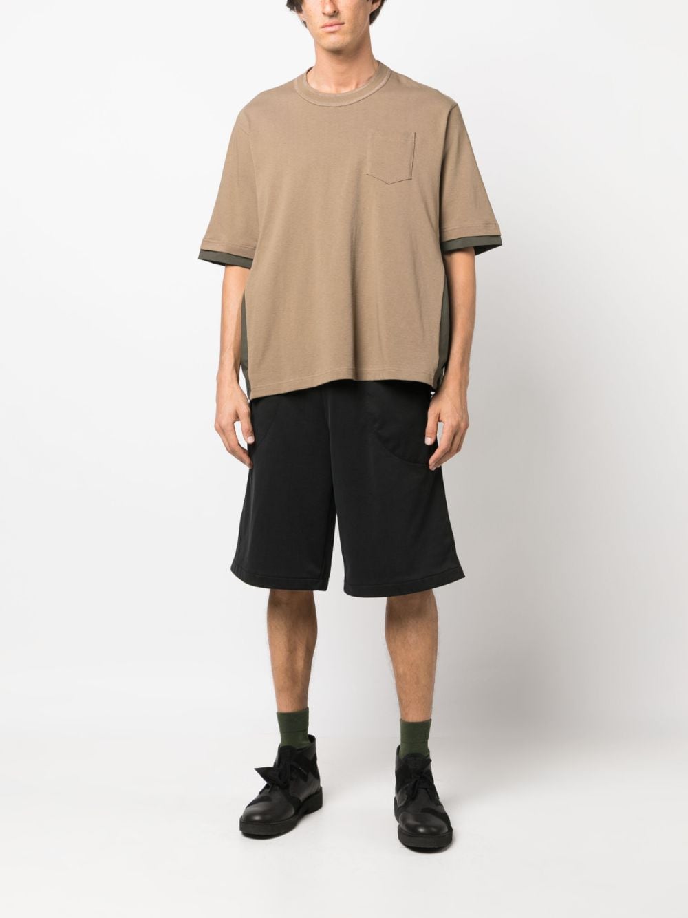SACAI colour-block cotton t-shirt