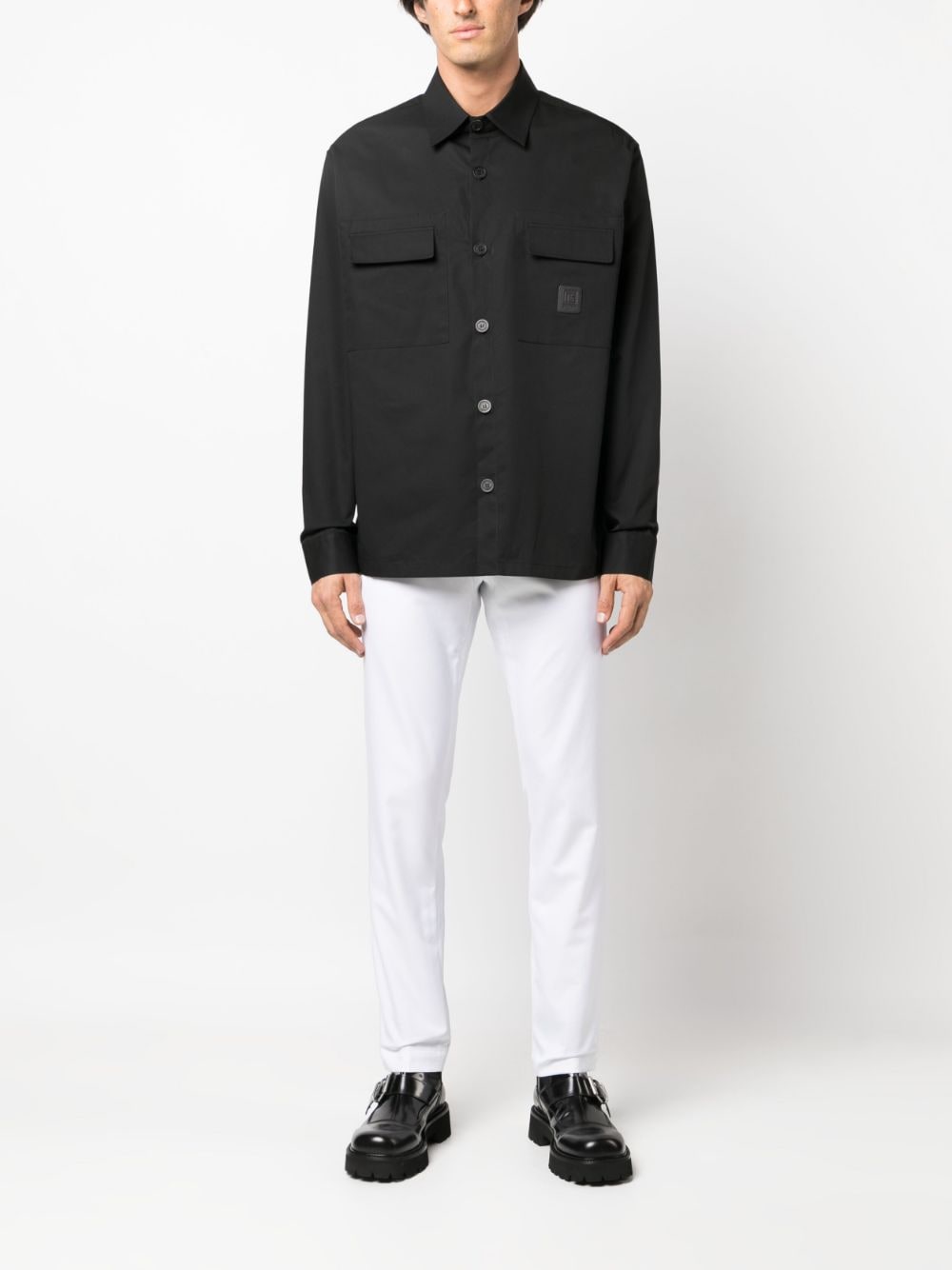 BALMAIN logo-patch cotton shirt