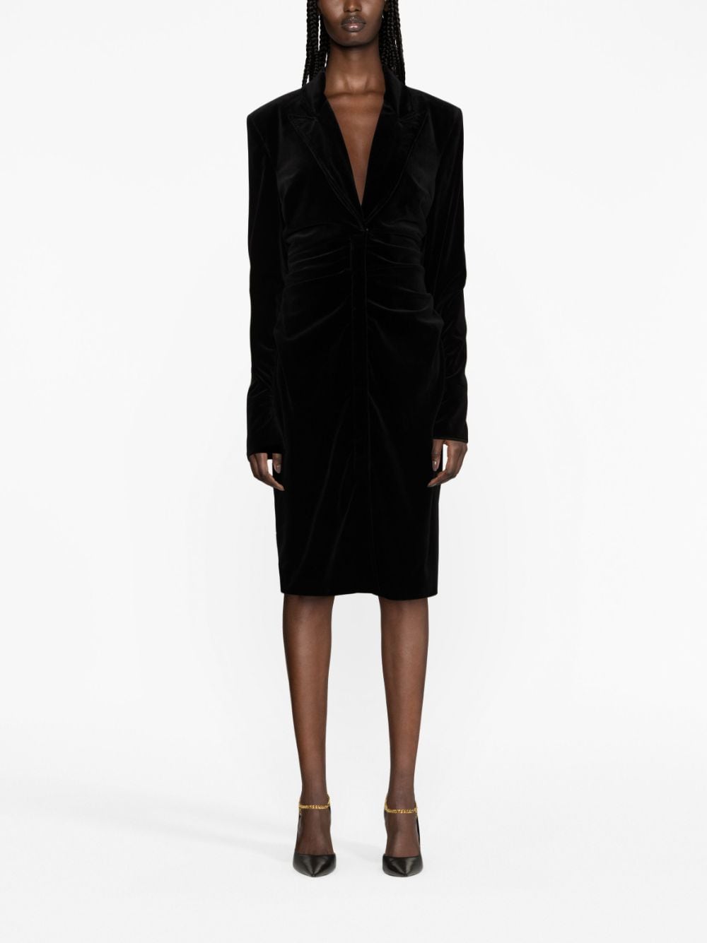 TOM FORD TOM FORD Plunging V-Neck Velvet Midi Dress