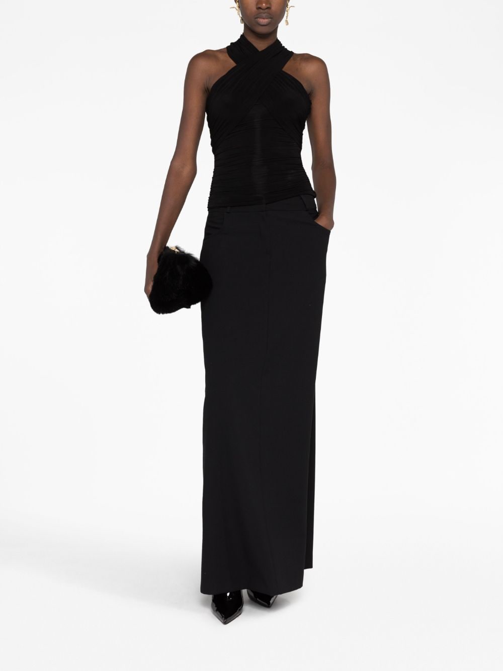 SAINT LAURENT Saint Laurent Halterneck Ruched Top