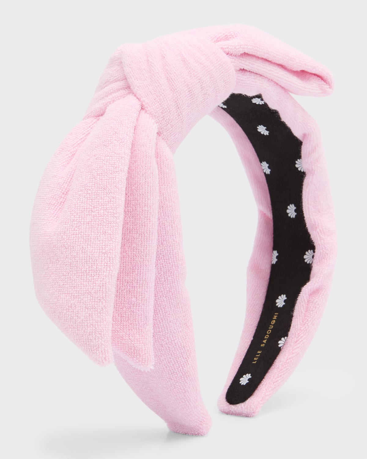 Lele Sadoughi Pink Ruched Terry Cloth Jessie Headband Lele Sadoughi Dahlia Eva Cabochon Knotted Headband Pink  main image 2