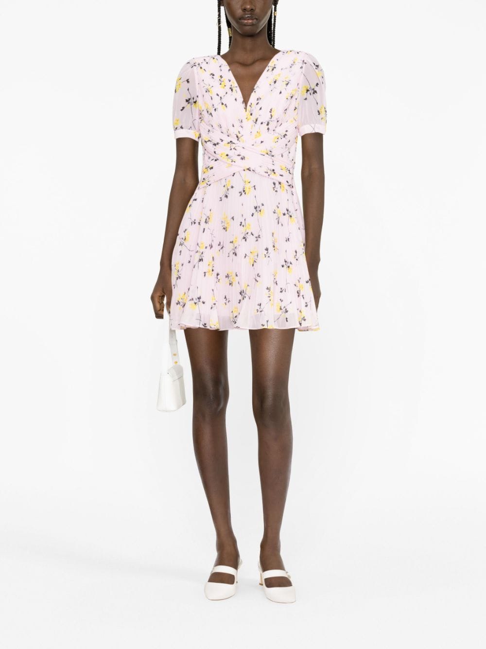 SELF-PORTRAIT Self-Portrait Floral-Print Pleated Minidress