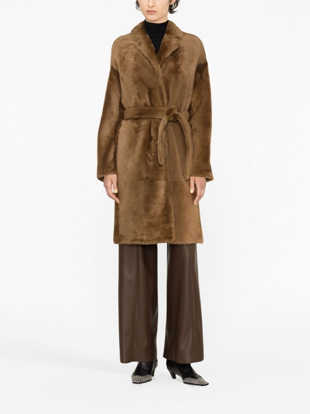 YVES SALOMON Yves Salomon Shearling Belted Coat
