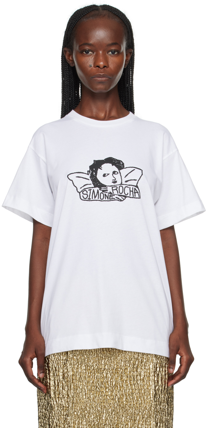 Simone Rocha White Graphic Project T-shirt - White/black