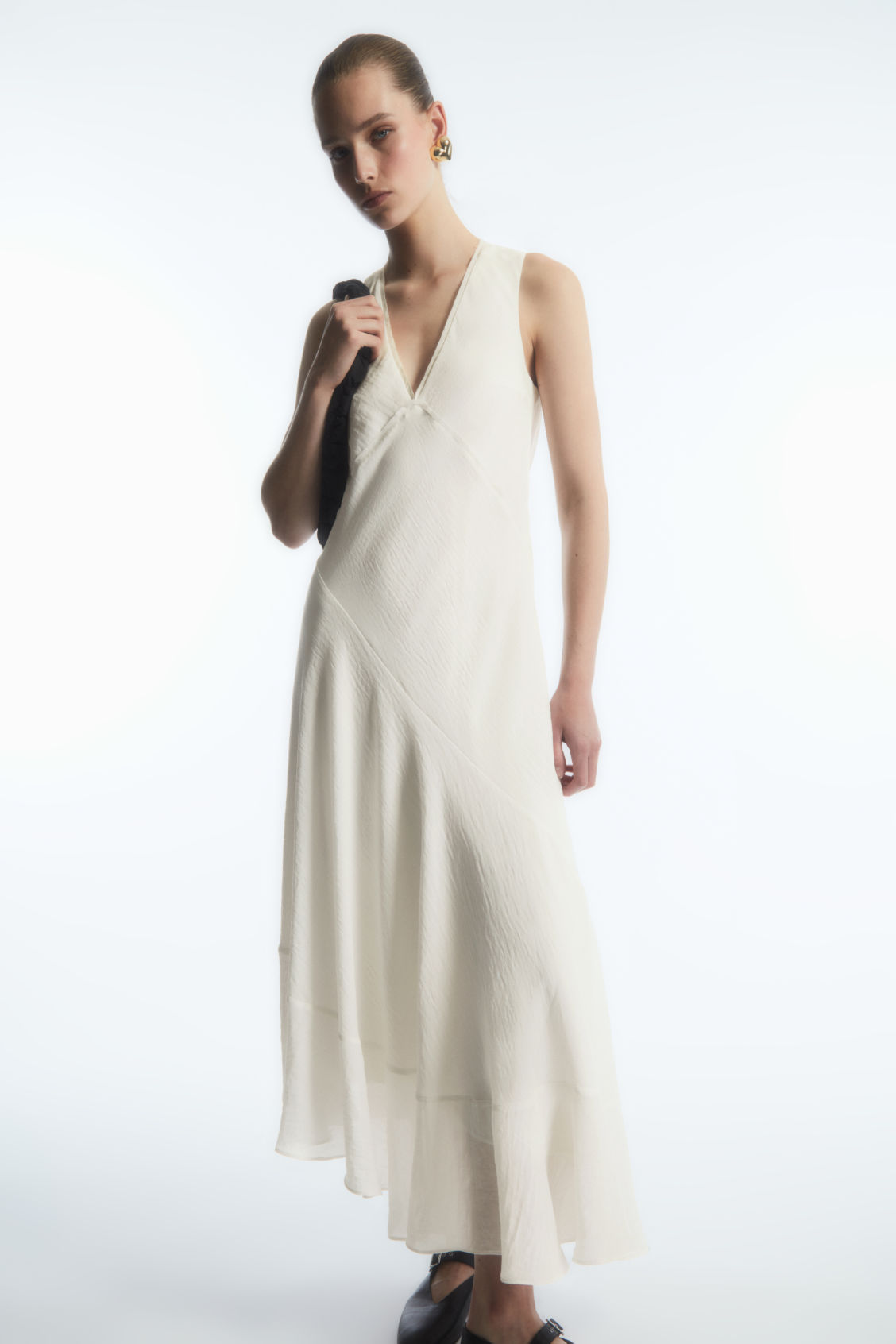 Cos Floaty Asymmetric Midi Dress In Blue - 60% Off | Editorialist