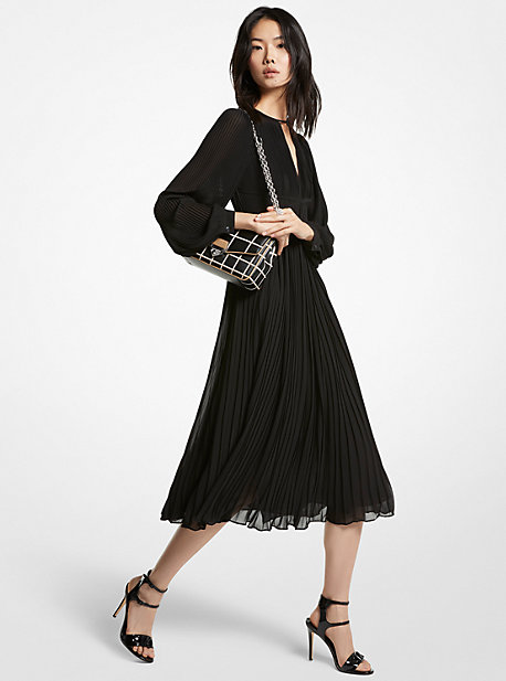 michael kors pleated georgette dress Michael Kors Pleated Georgette Midi Dress In Black - 81% Off