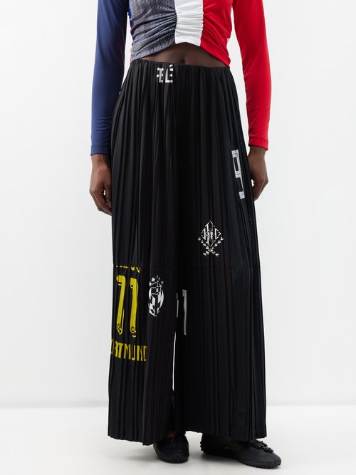 Renata Brenha Futebol Pleated Upcycled-Jersey Trousers S In Black