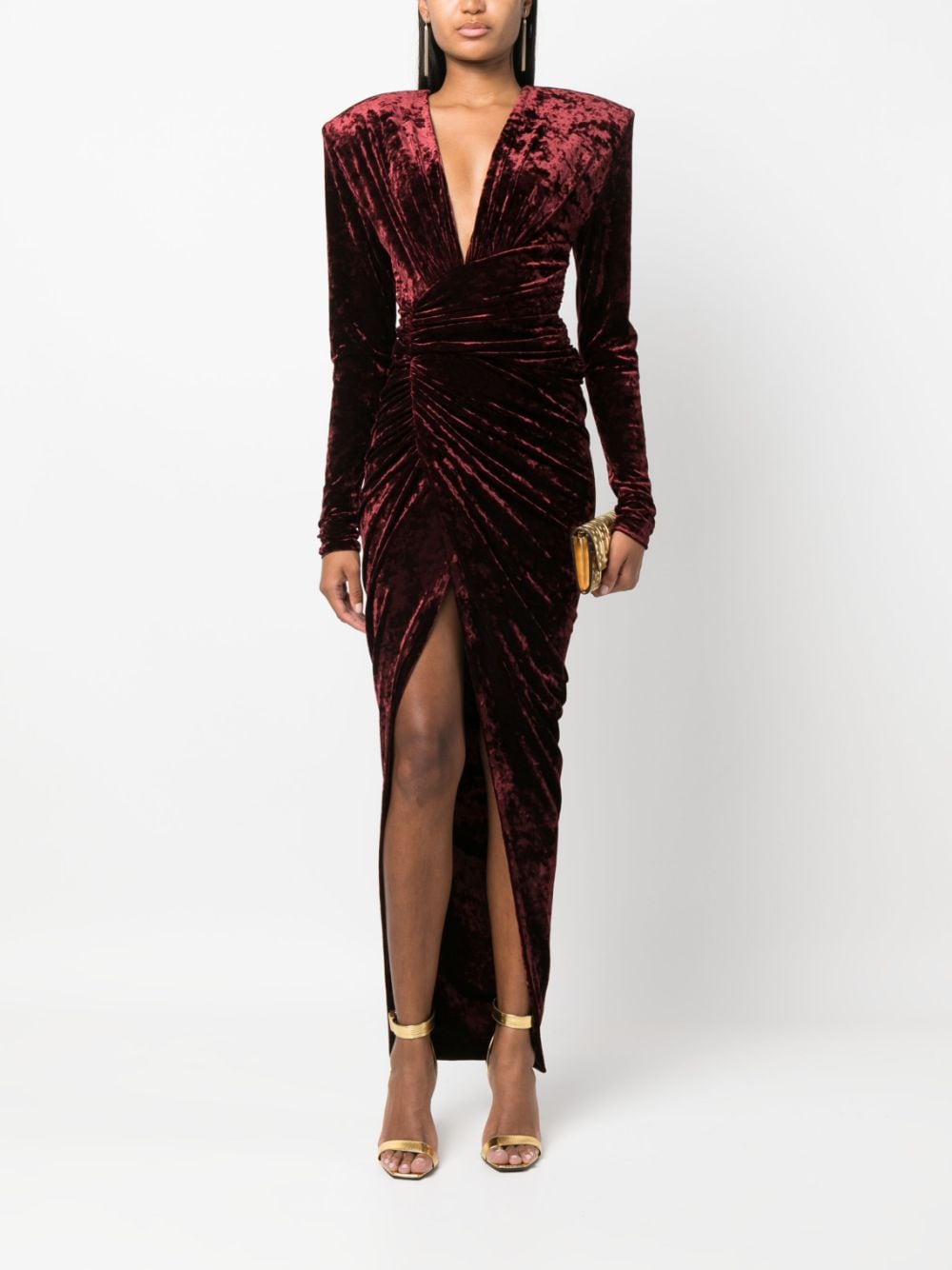 ALEXANDRE VAUTHIER Draped Asymmetric Velour Dress
