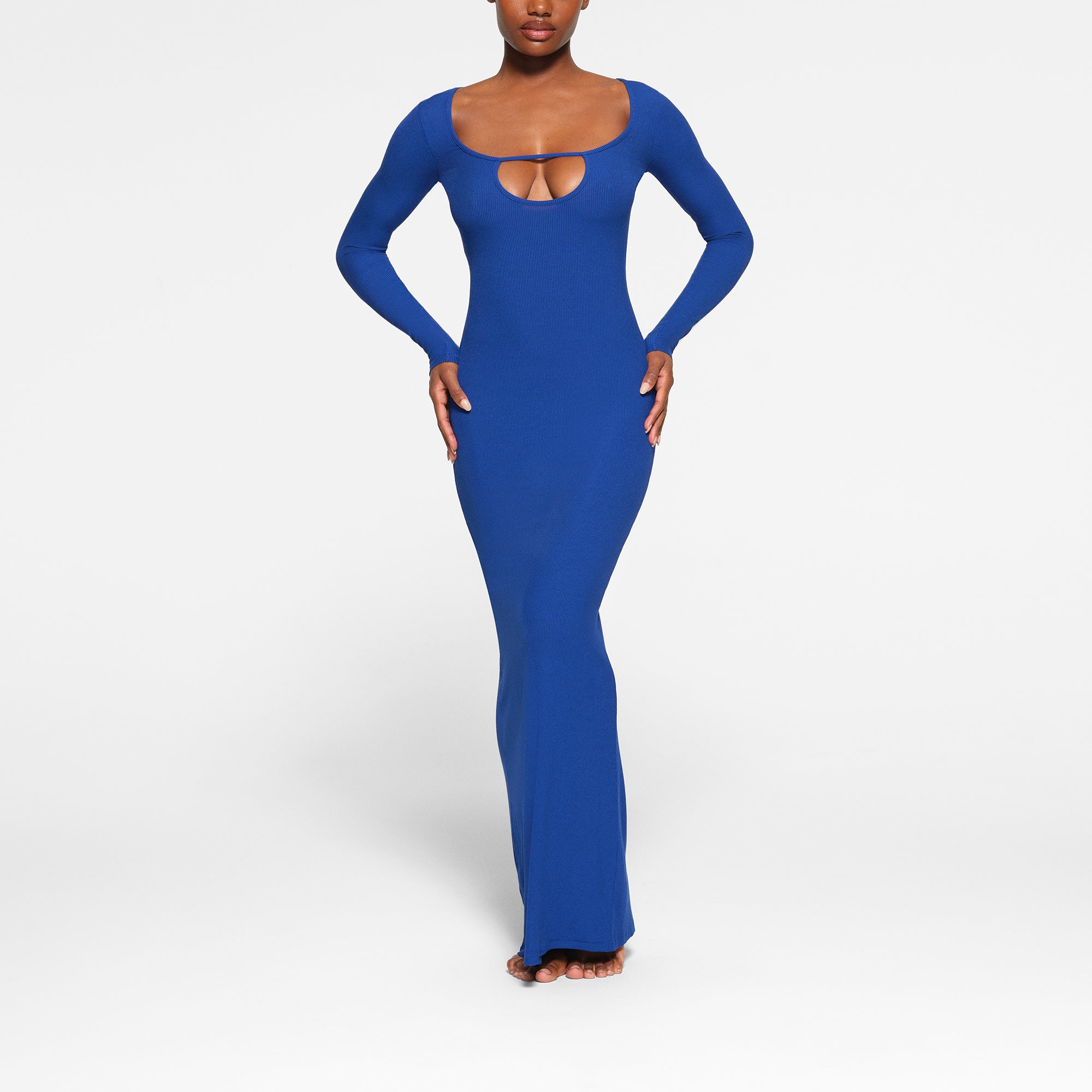 Skims Soft Lounge Long Sleeve Keyhole Dress - Onyx | Editorialist