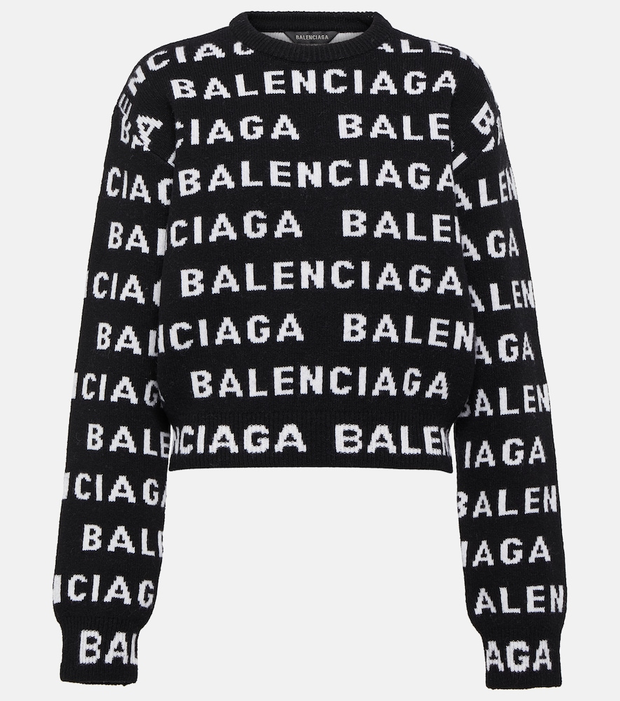 Balenciaga Logo Wool Sweater - Black | Editorialist