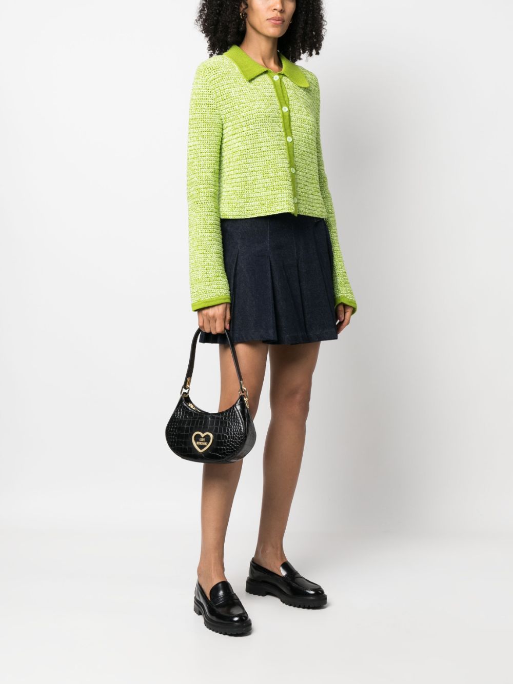 MOSCHINO Logo-Lettering Crocodile-Effect Shoulder Bag