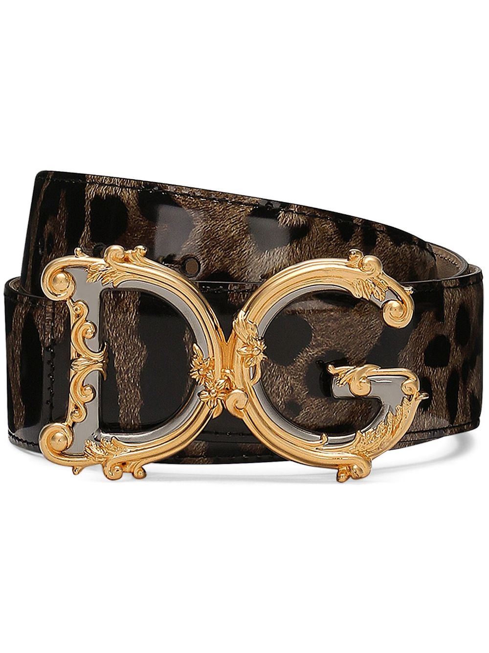 DOLCE & GABBANA Leopard-Print Belt with Logo Buckle