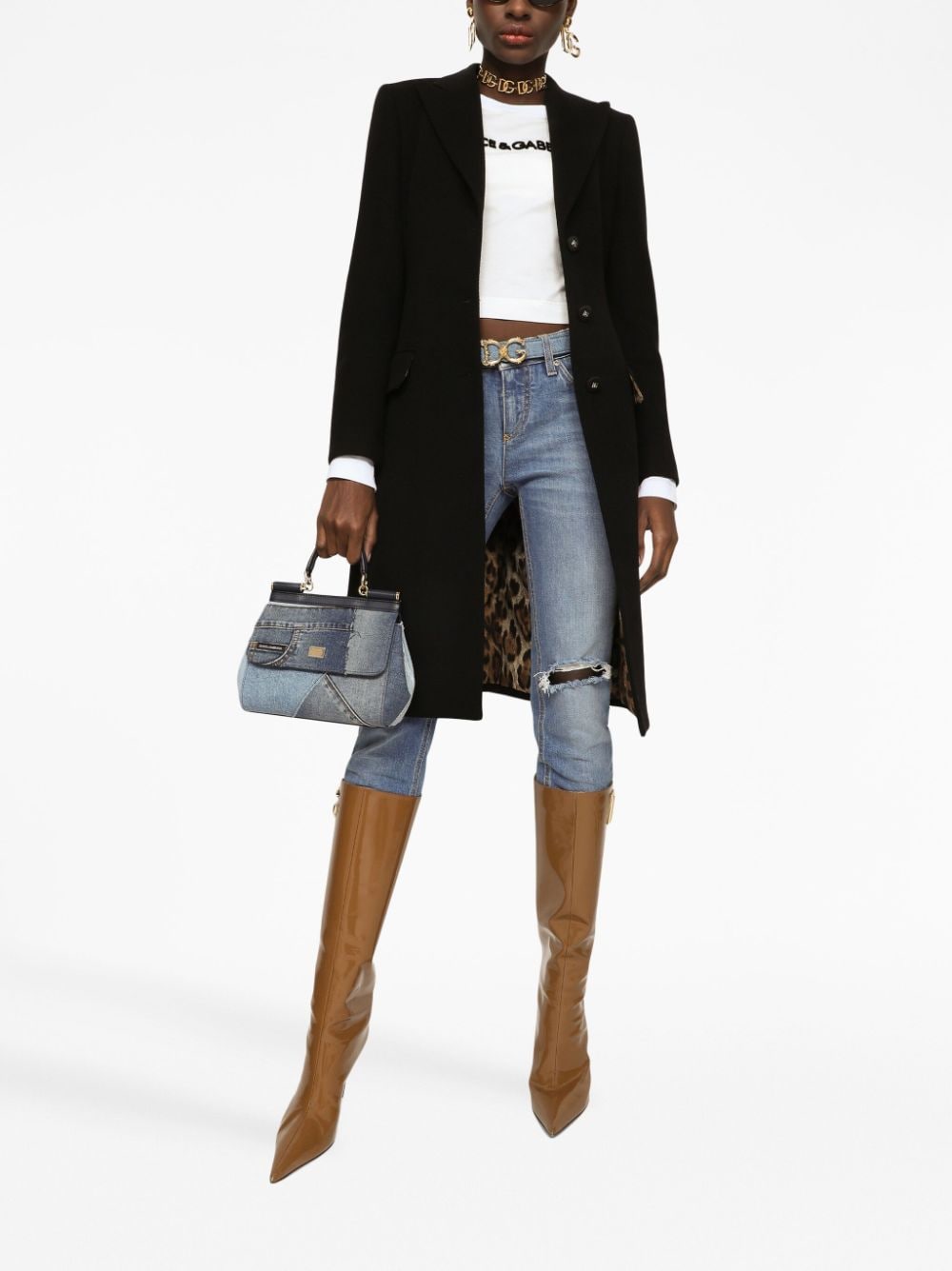 DOLCE & GABBANA Dolce & Gabbana Logo-Plaque Denim Belt