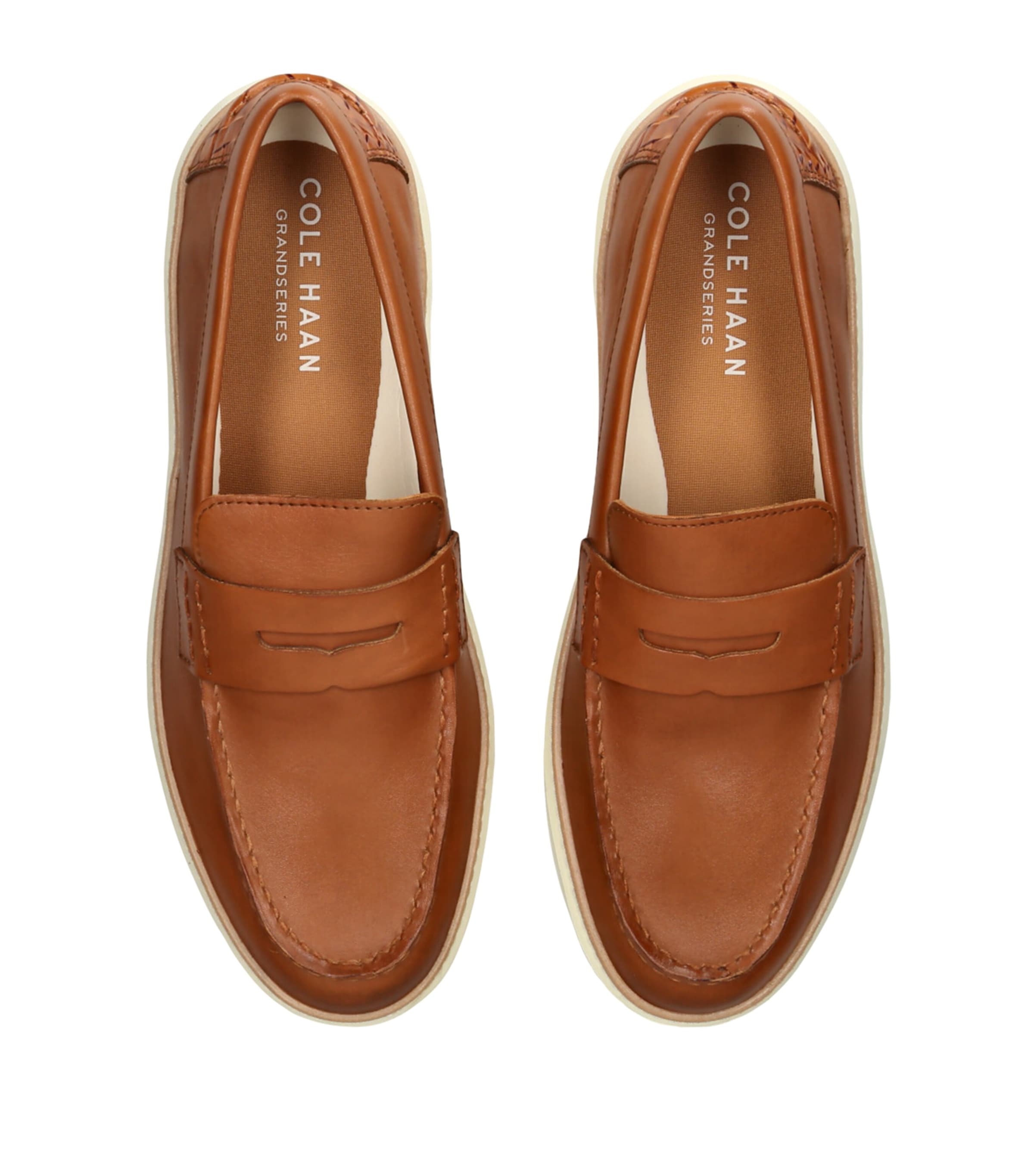 Cole Haan Leather Grandprø Topspin Penny Loafers - Beige  display picture 3
