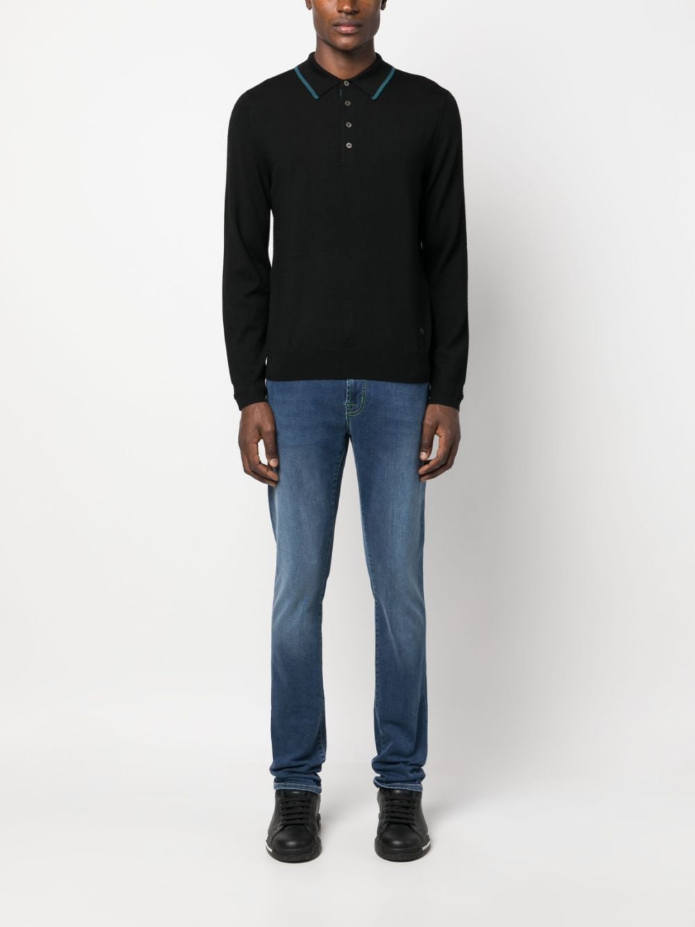 PAUL SMITH logo-embroidered merino polo shirt