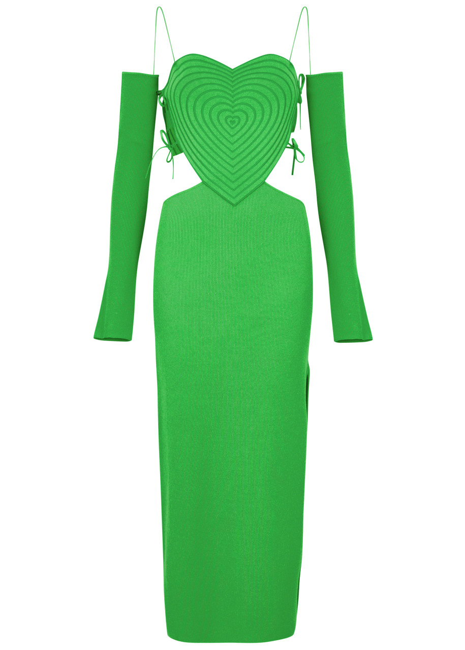 Mach & Mach Heart Stretch-Knit Midi Dress In Green - 70% Off | Editorialist Mach & Mach Heart Stretch-Knit Midi Dress In Green - 70% Off | Editorialist