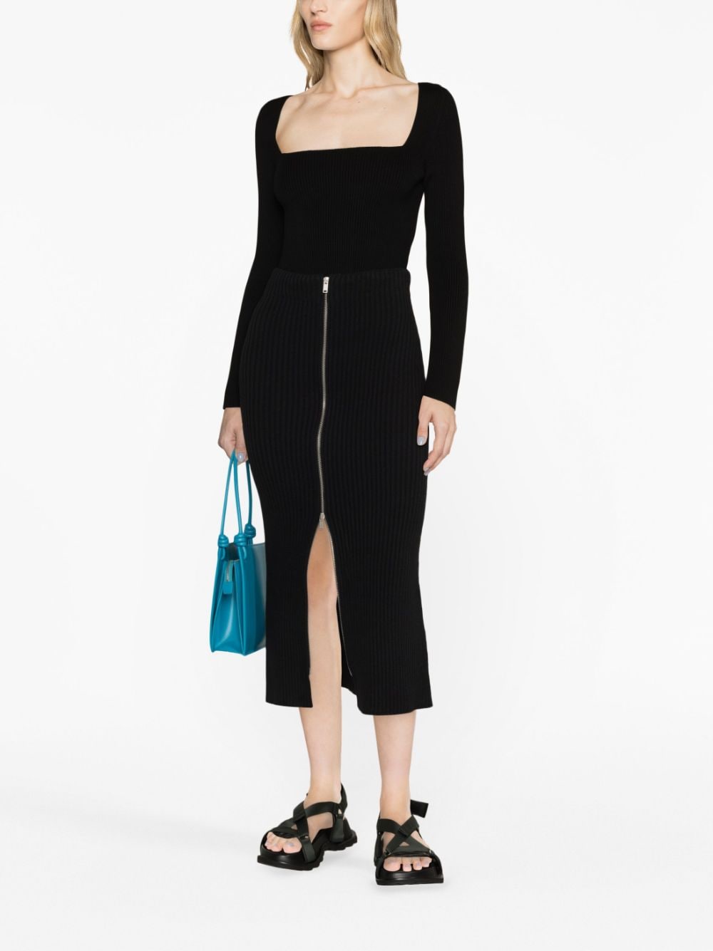 JIL SANDER Jil Sander Ribbed-Knit Cotton Pencil Skirt